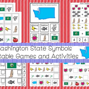 30 Washington State Symbols Themed Learning Games Download. ZIP File ...