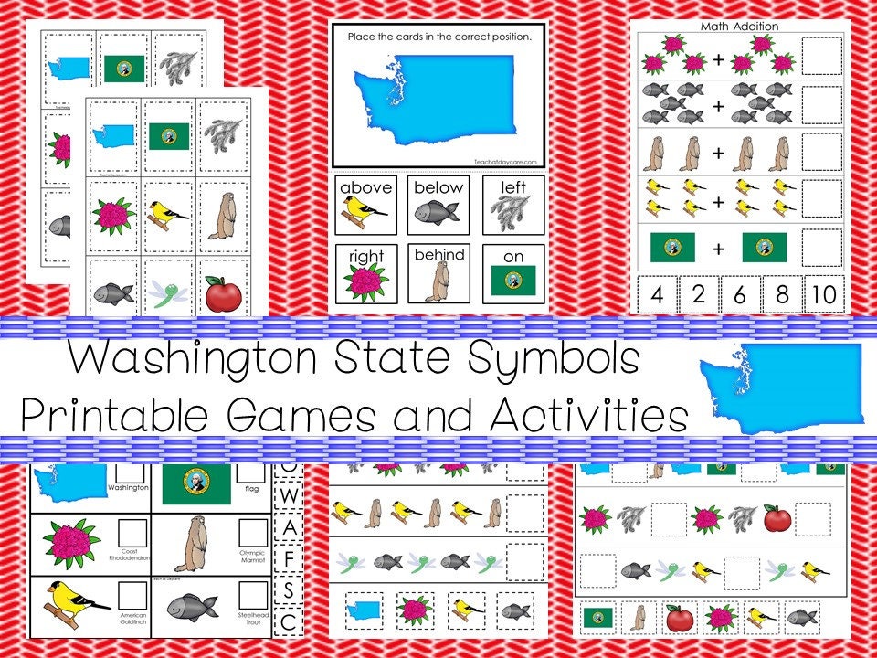 30 Washington State Symbols themed Learning Games Download. | Etsy