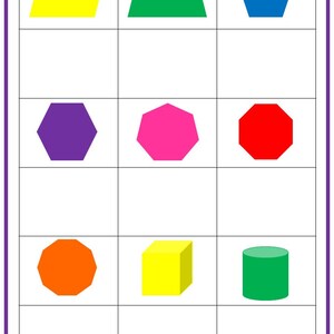 Shapes Printable Work Mats With 18 Matching Cards. - Etsy