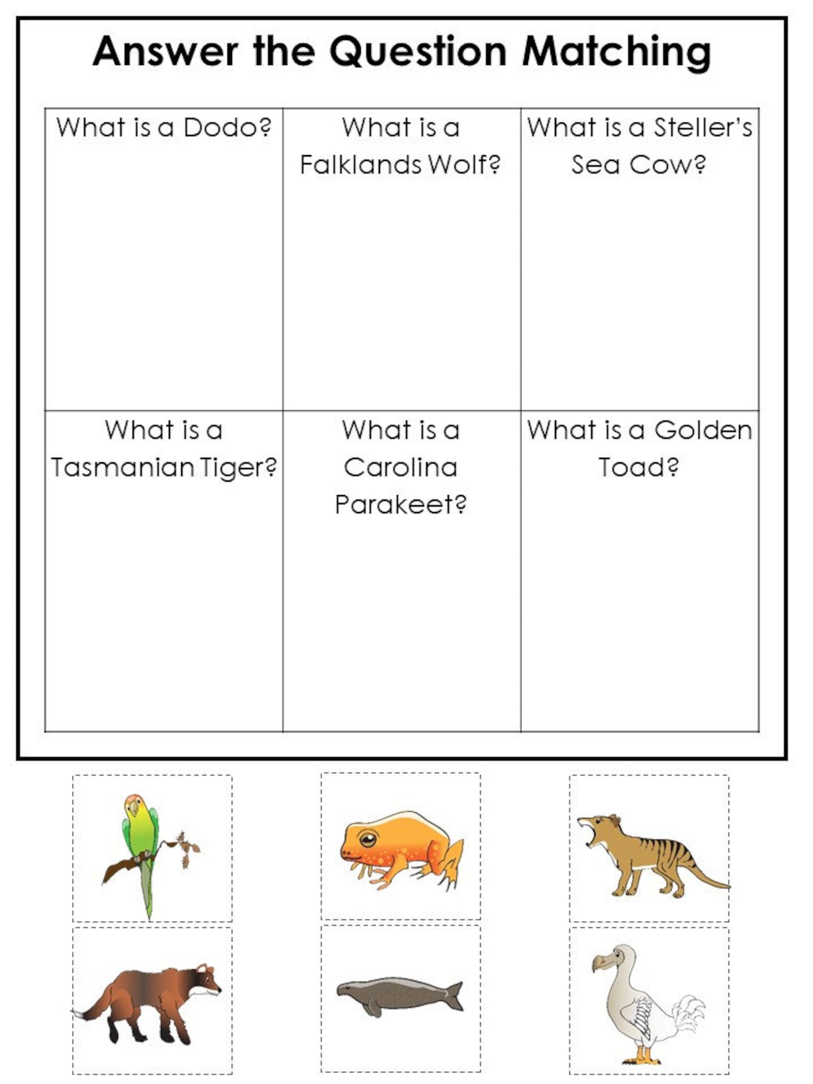 30 Extinct Animals Printable Preschool Educational Games - Etsy UK