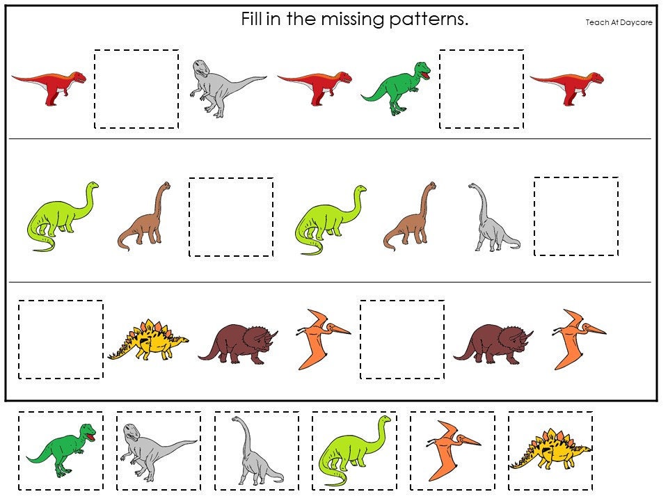 30 Dinosaur Printable Preschool Educational Games Download. Games and ...
