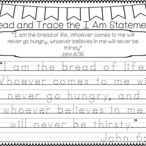 I Am Statements of Jesus Handwriting and Color Worksheets. Bible Verse ...