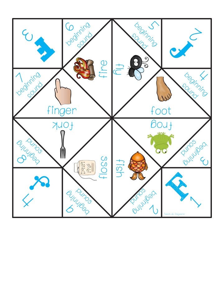 26 Alphabet Phonics Fortune Tellers. Color & Black and White Cootie ...