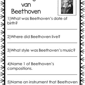 Ludwig Van Beethoven Great Composer Unit. Music Appreciation. - Etsy