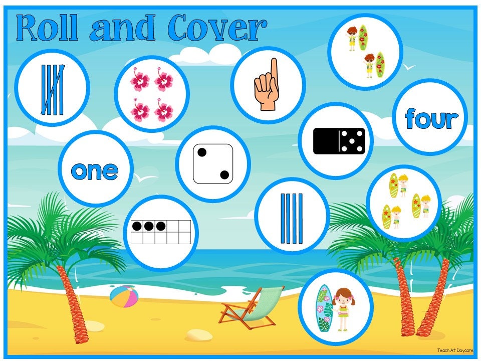10 Printable Beach Themed Kindergarten Math Center Games and Activities ...