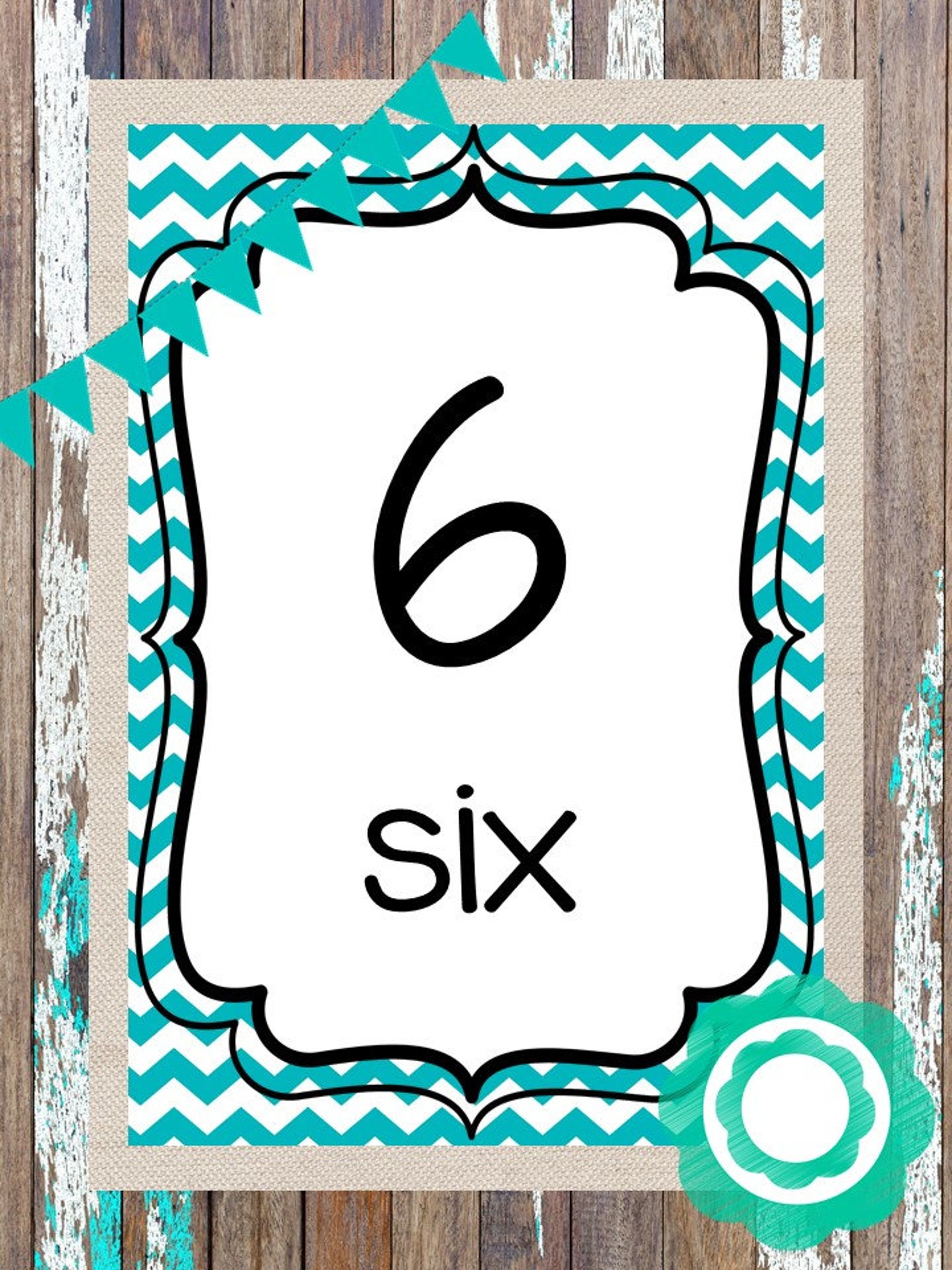 20 Printable Rustic and Teal Themed Numbers Posters. Numbers | Etsy