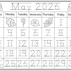 30 Tracing and Blank Themed 2026 Calendars. Preschool Handwriting and ...