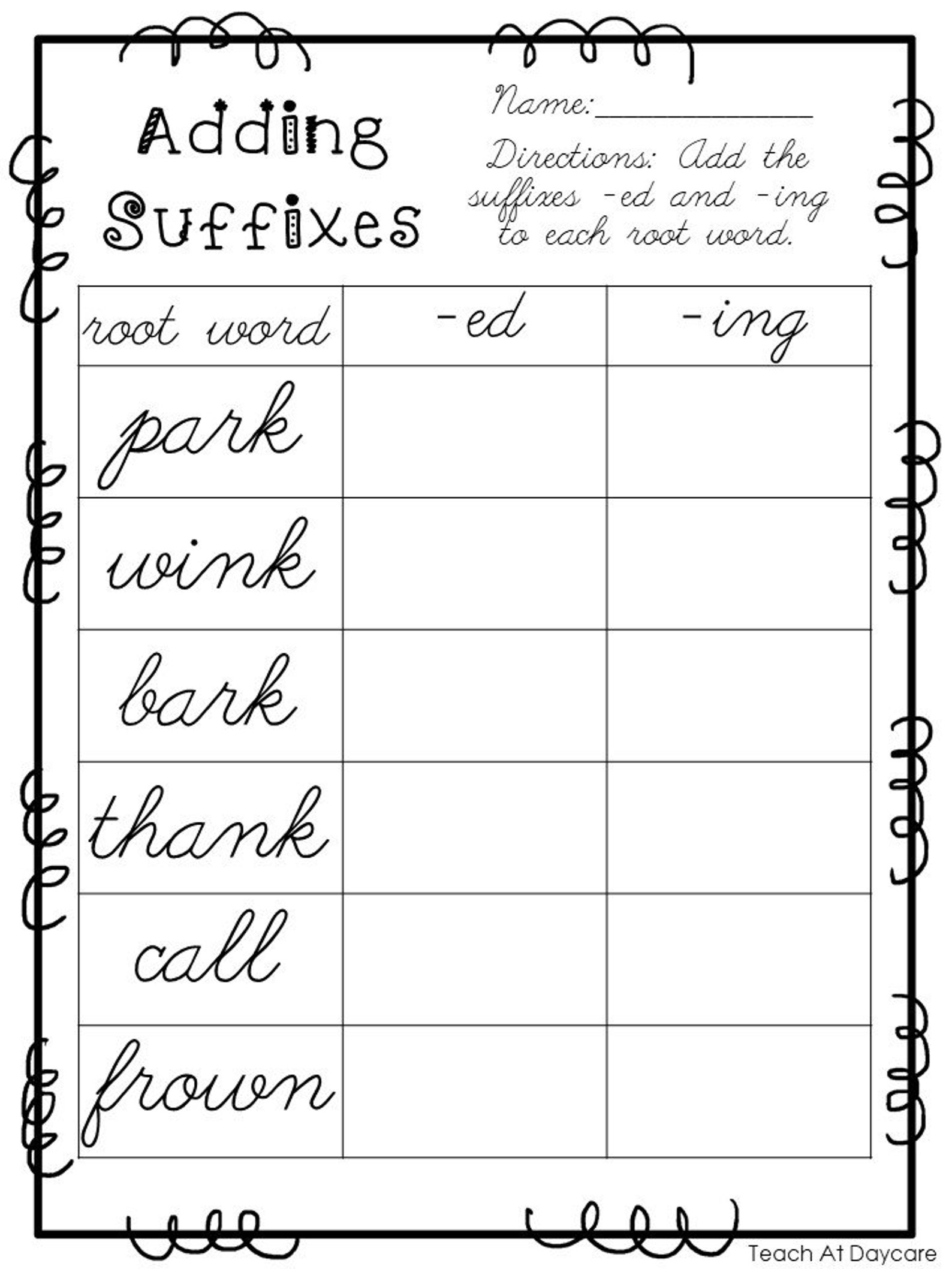 10 Printable Cursive Adding Suffixes Worksheets. 1st-2nd Grade | Etsy