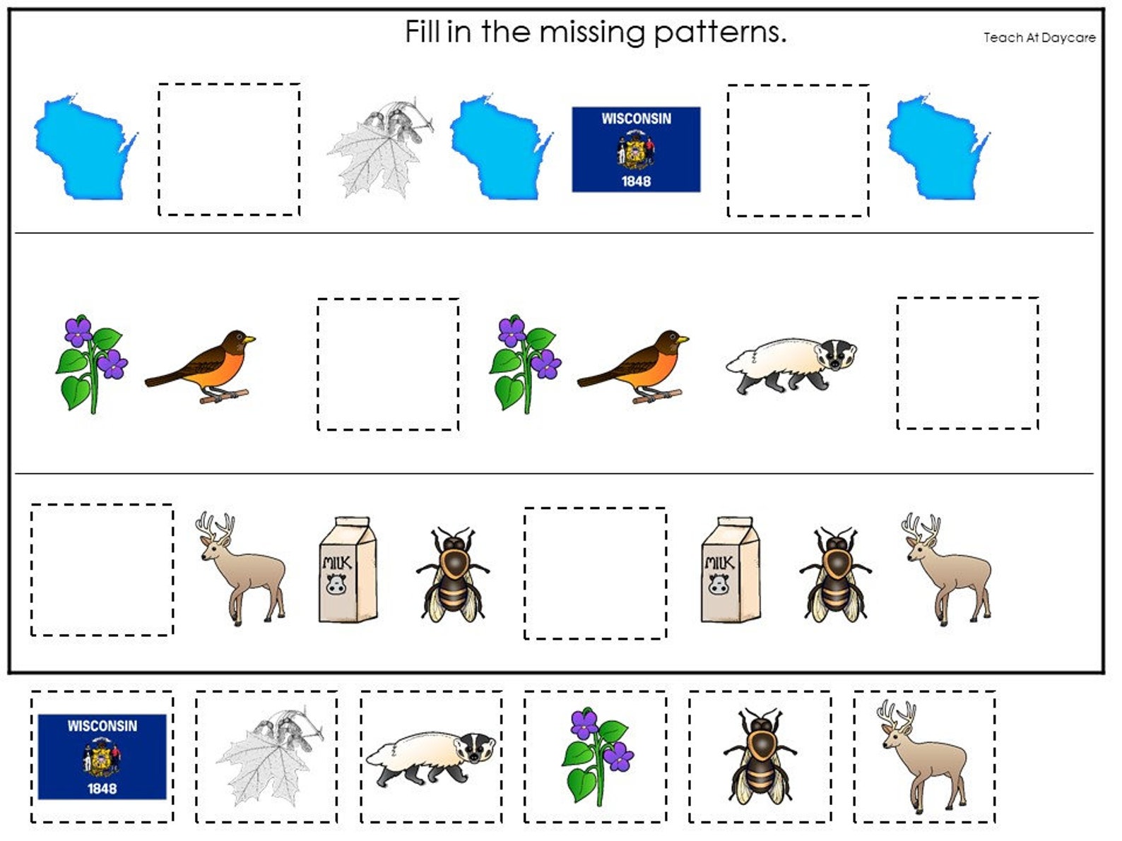 30 Wisconsin State Symbols themed Learning Games Download. ZIP | Etsy