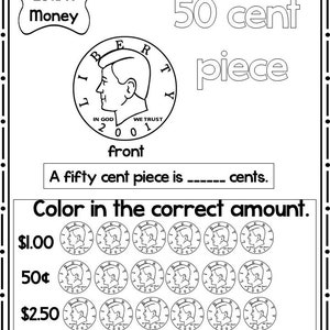 12 Printable Let's Learn Money Worksheets. Kdg.-2nd Grade Math. - Etsy