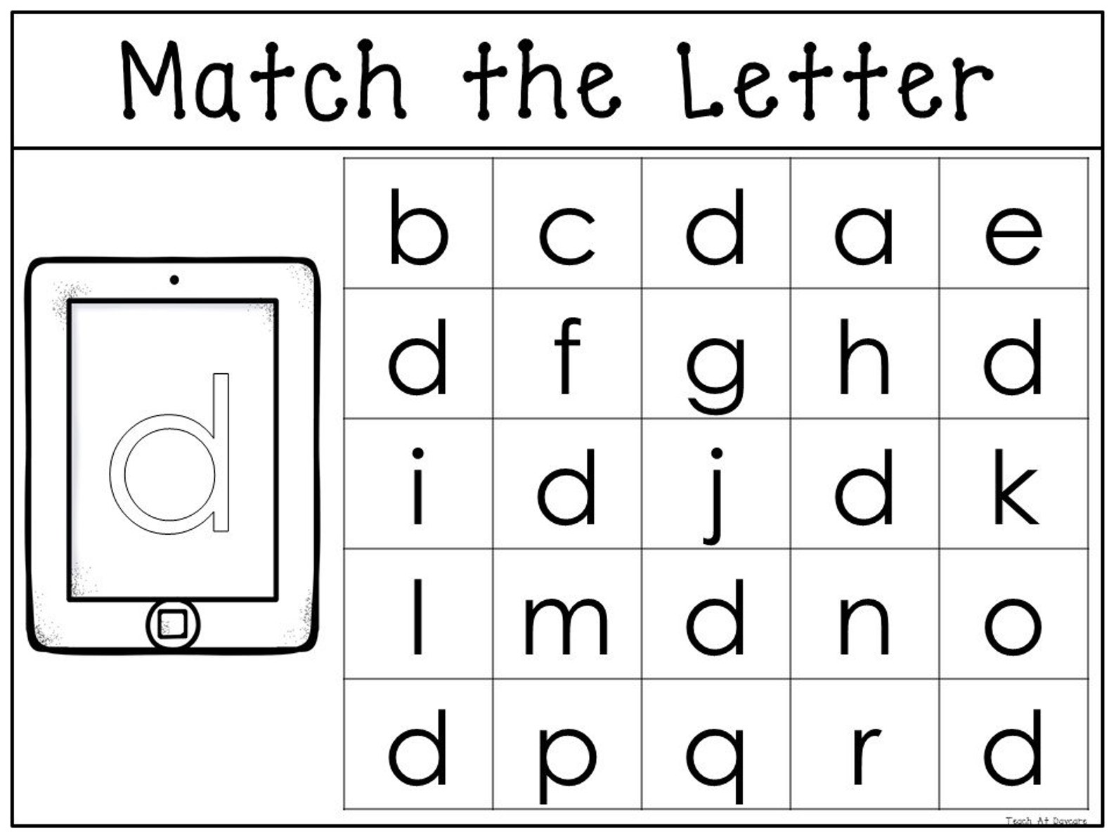 Lowercase Match the Letter Worksheets Work Mats. Preschool-kindergarten ...