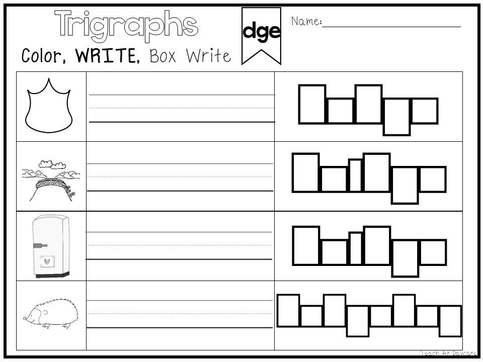 10 Printable Trigraph Words Color Trace Write Box Write | Etsy
