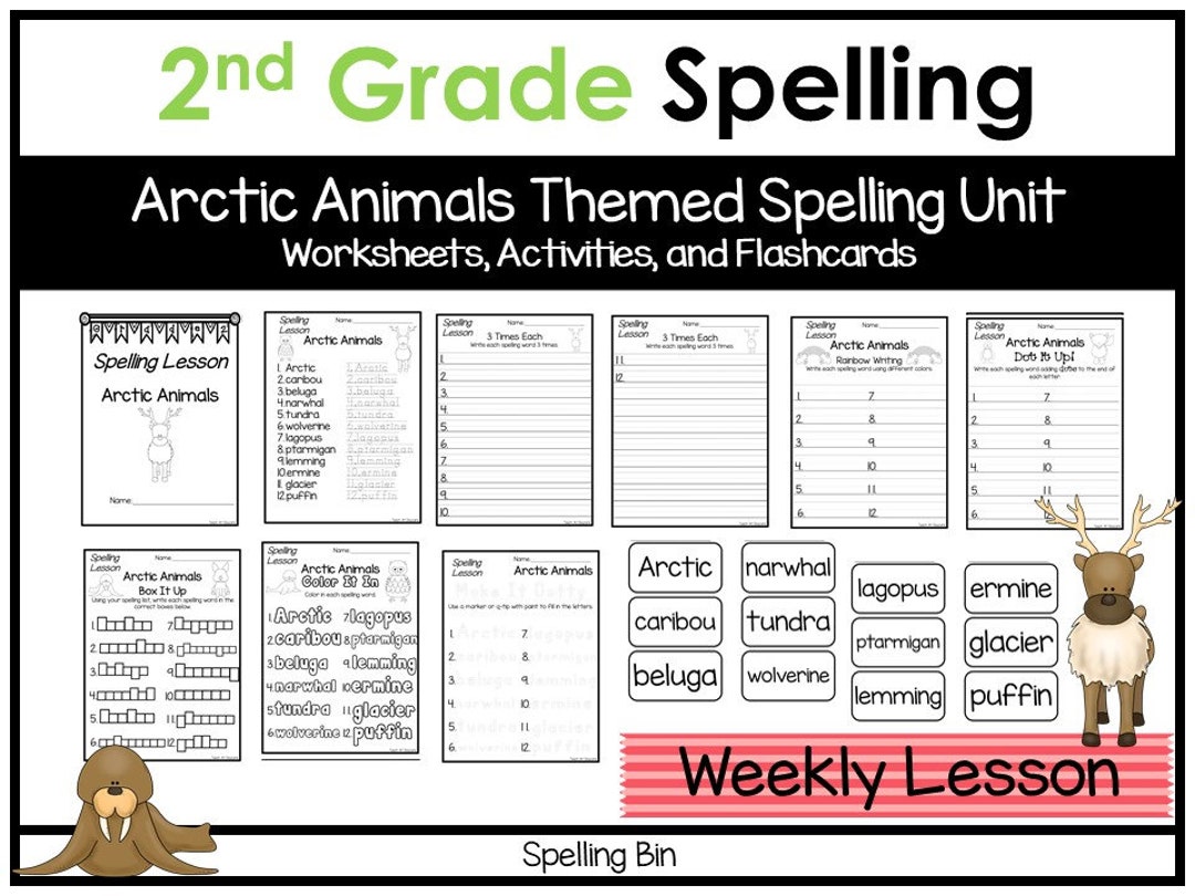 Second Grade Arctic Animals Themed Words Spelling Activity ...