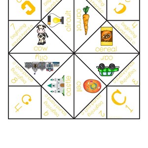 26 Alphabet Phonics Fortune Tellers. Color & Black and White Cootie ...