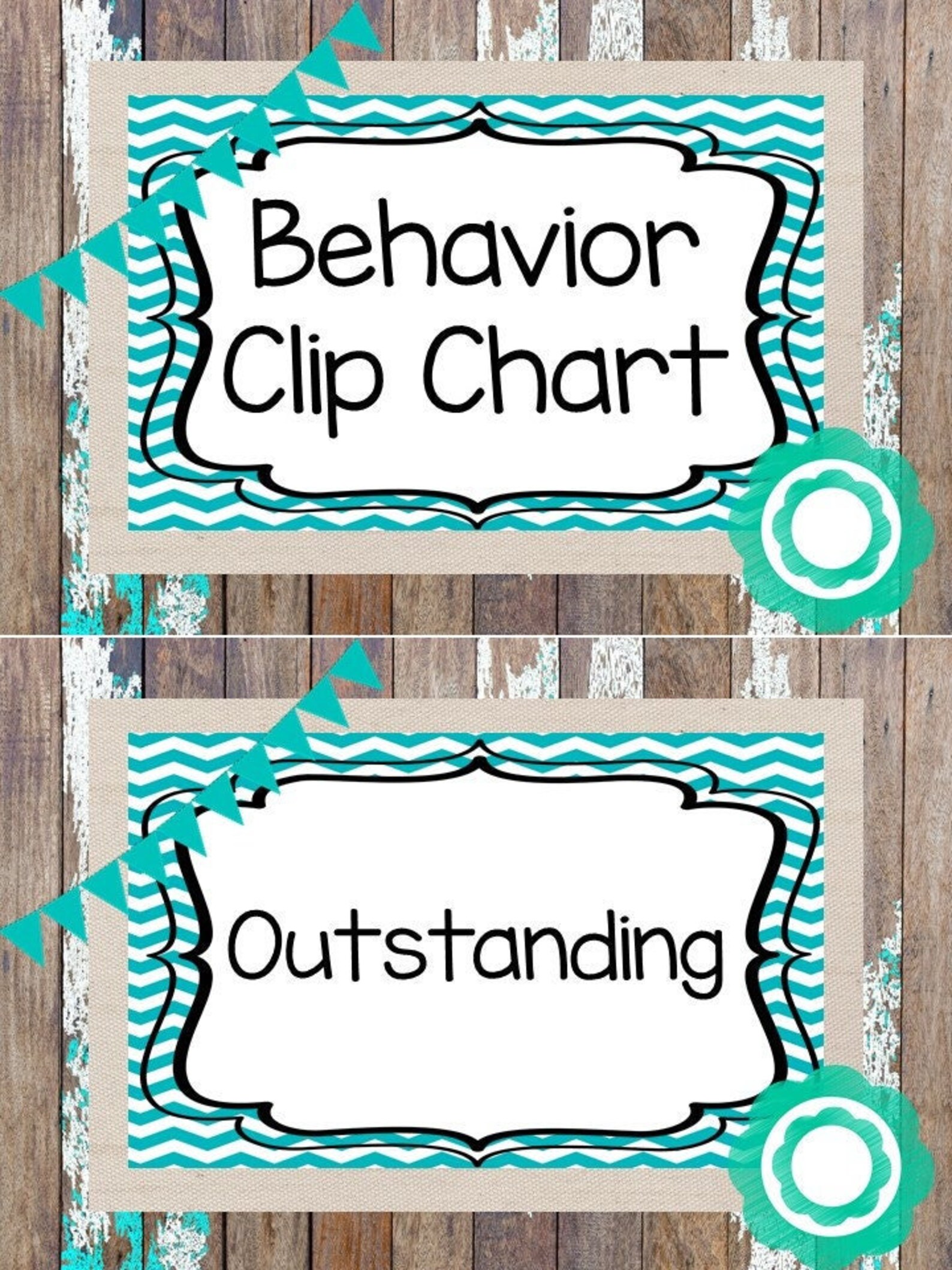 8 Printable Rustic and Teal Preschool Behavior Clip Chart - Etsy
