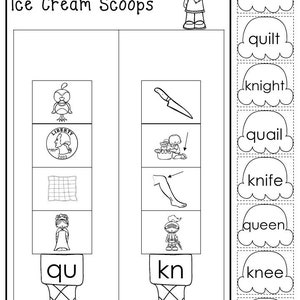 10 Printable Digraphs Ice Cream Worksheets. Kindergarten-2nd Grade ELA ...