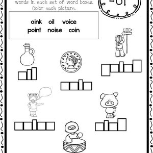 10 Printable Diphthongs Box Write Worksheets. Kindergarten-2nd Grade ...