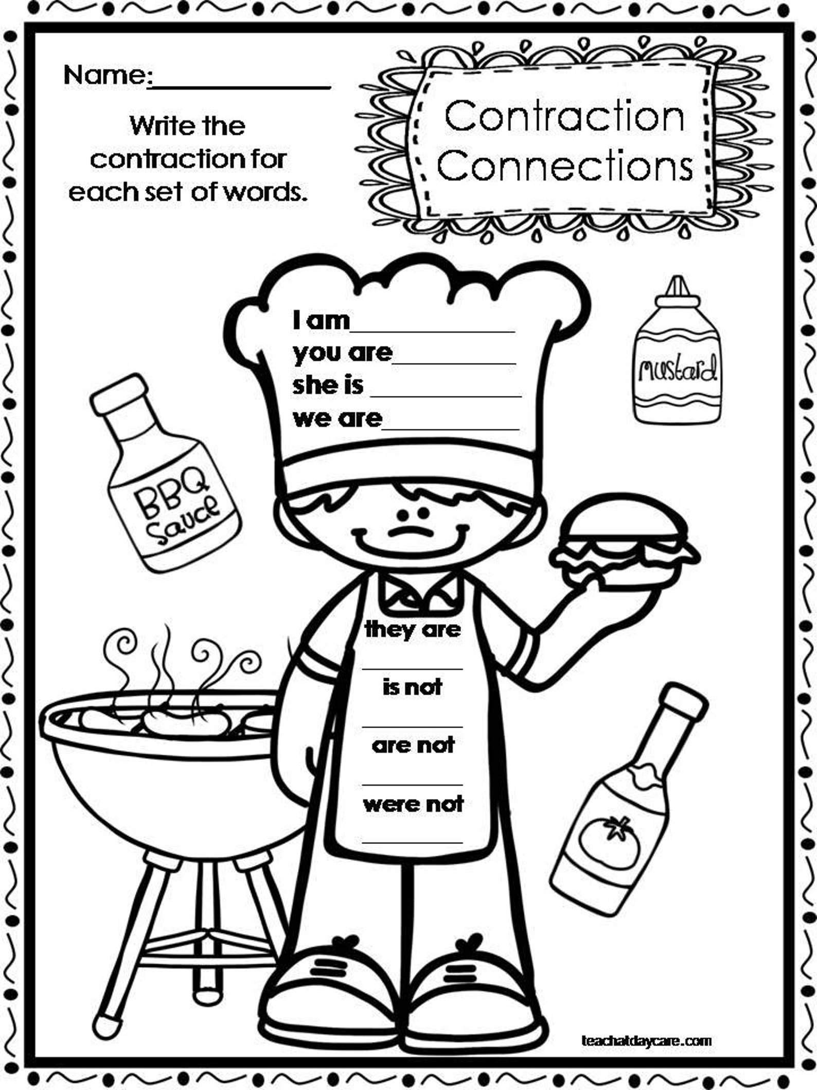 10 Printable Contractions Worksheets. 1st-2nd Grade ELA | Etsy