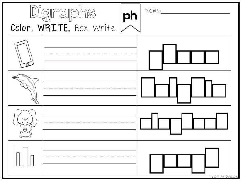 20 Printable Digraphs Color Trace Write and Box Write - Etsy