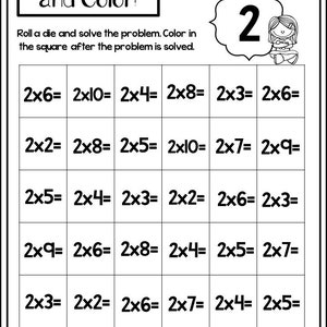 12 Printable Roll, Multiply, and Color Worksheets. Numbers 1-12. 1st ...