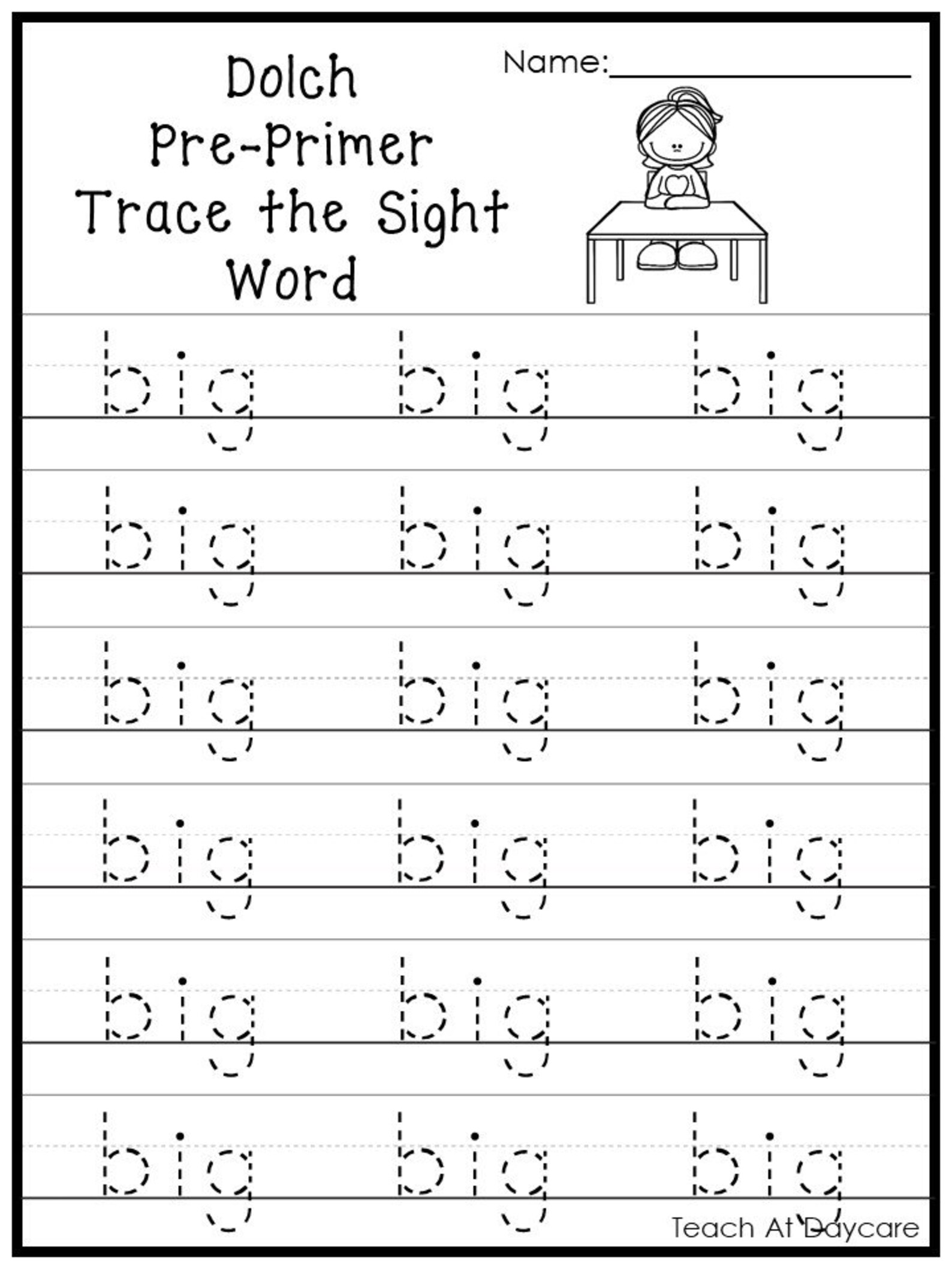 40 Printable Dolch Pre-primer Trace the Sight Word Worksheets. | Etsy