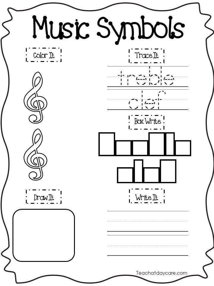 20 Music Notes, Rests, and Symbols Worksheets. Preschool-5th Grade ...