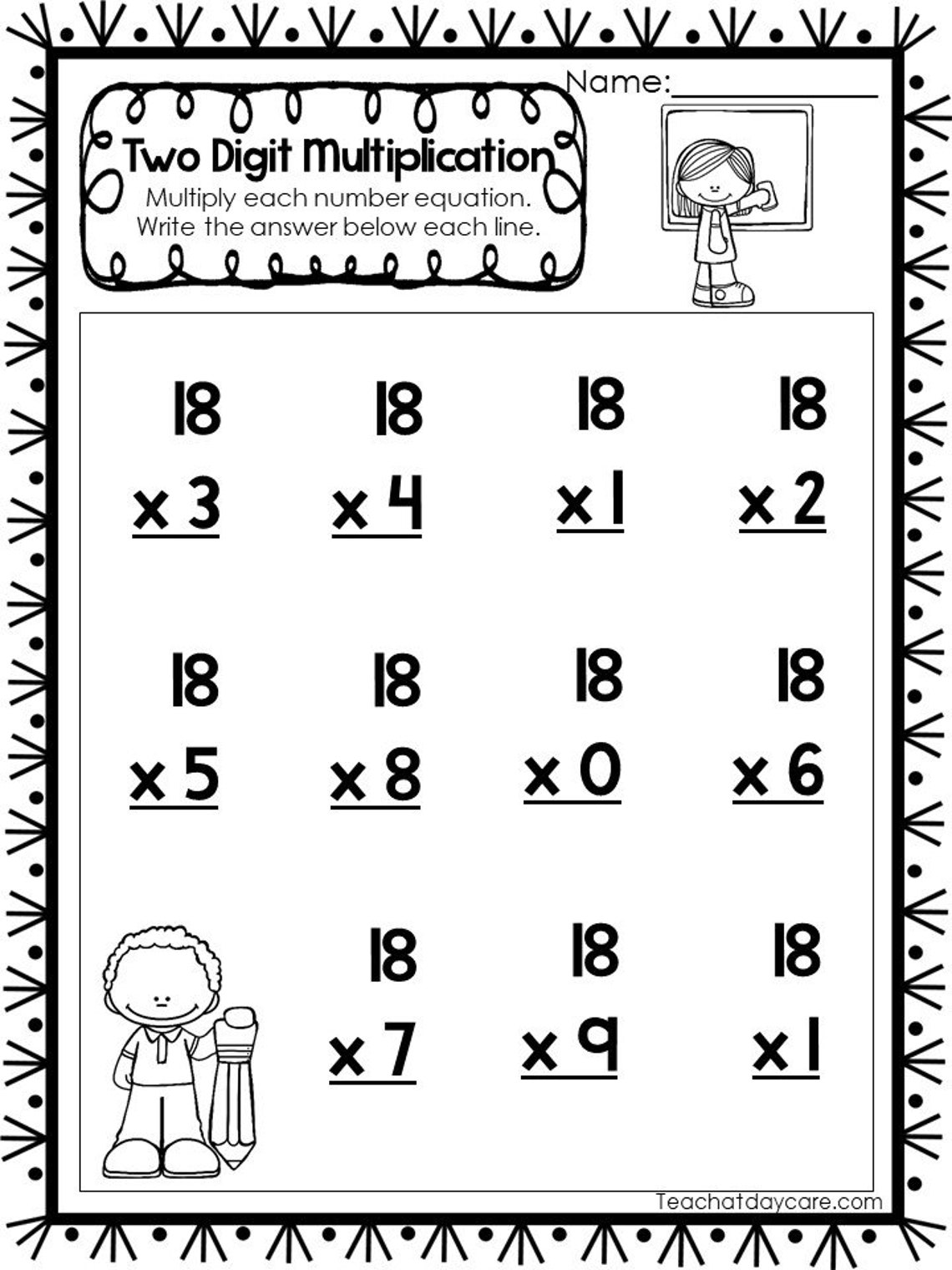15 Printable Two Digit Multiplication Worksheets. Numbers - Etsy