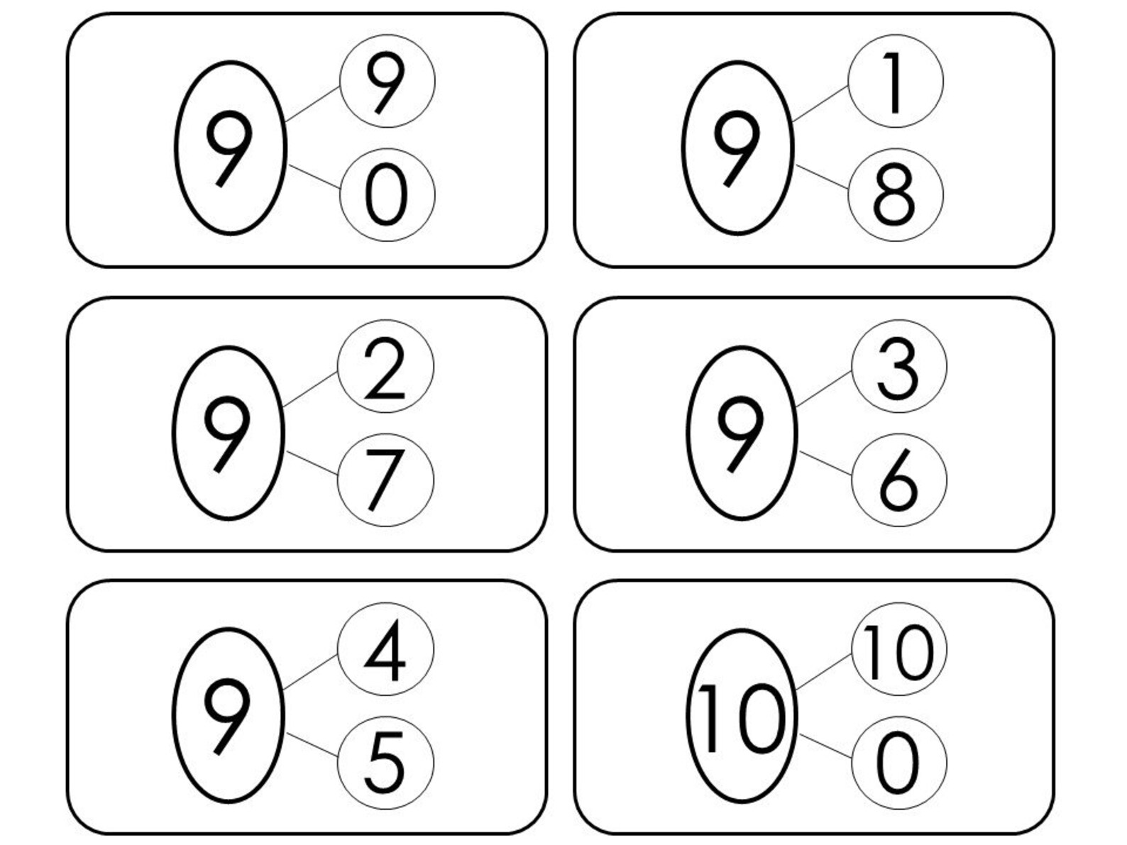 Number Bond Flashcards 1-20, Math Learning (printable) - Etsy