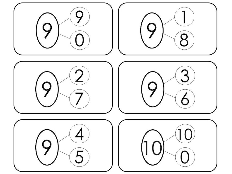 120 Printable Number Bond Flashcards. Numbers 1-20. Preschool | Etsy