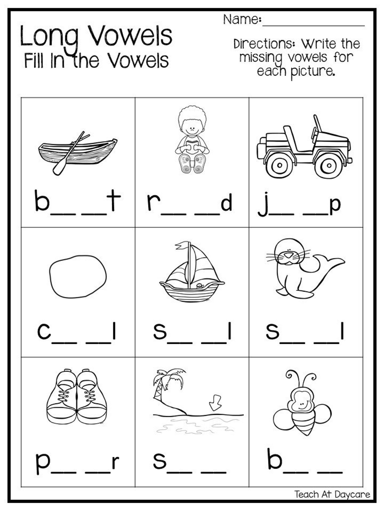 10 Printable Long Vowel Words Worksheets. 1st-2nd Grade ELA - Etsy