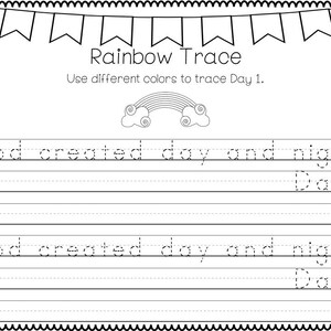 Genesis 1-2:3 Days of Creation Memory Verse Tracing and Handwriting ...