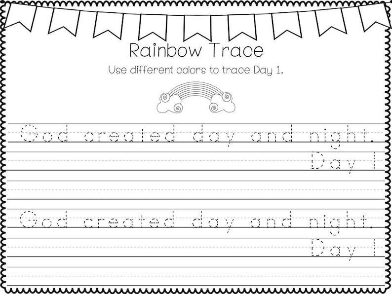 Genesis 1-2:3 Days of Creation Memory Verse Tracing and - Etsy