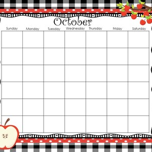 12 Printable Blank Apple Themed Monthly Calendars. Preschool and ...