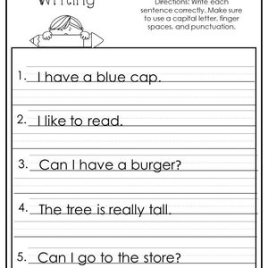 10 Printable Write the Sentence Worksheets. 1st-3rd Grade ELA ...