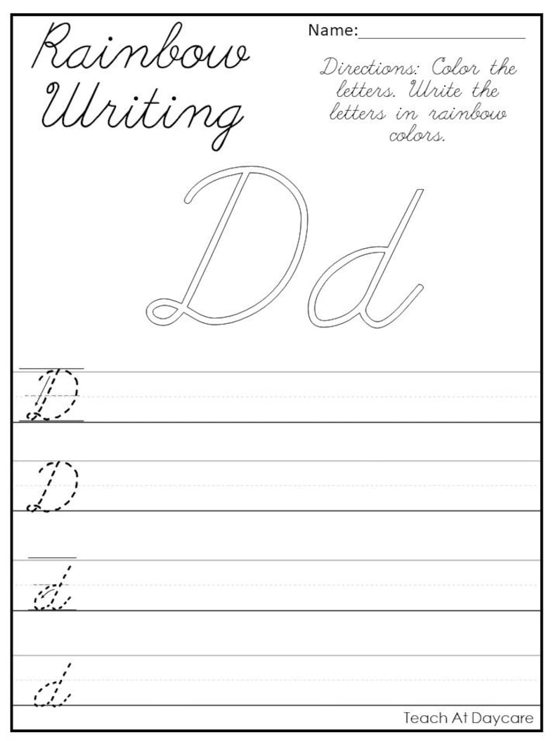 26 Printable Cursive Alphabet Rainbow Trace and Write the - Etsy