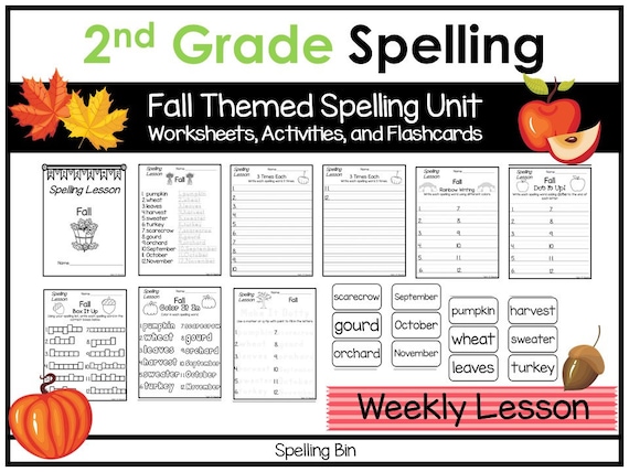 Second Grade Fall Themed Words Spelling Activity. Supplemental - Etsy