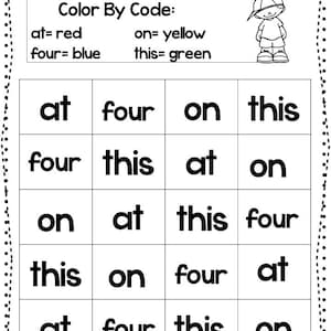 13 Printable Color the Dolch Primer Sight Words Worksheets. Prek ...
