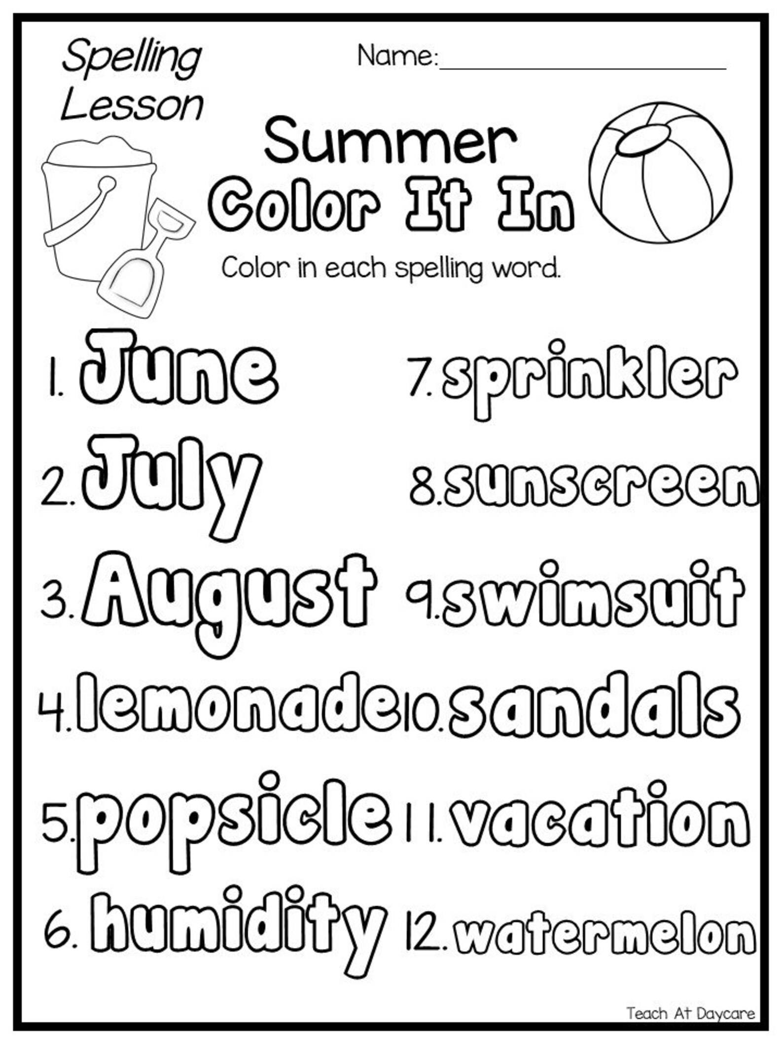 Second Grade Summer Themed Words Spelling Activity. Supplemental ...