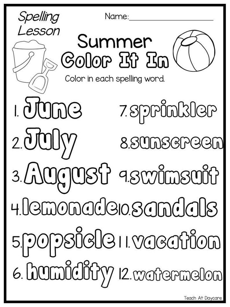 Second Grade Summer Themed Words Spelling Activity. - Etsy