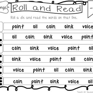 10 Printable Diphthongs Roll and Read the Word Worksheets. Kindergarten ...