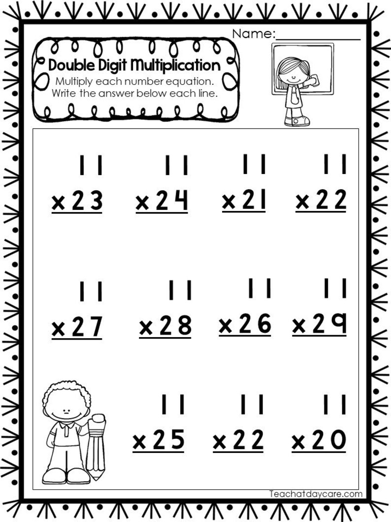 35 Double Digit Multiplication Worksheets. | Etsy