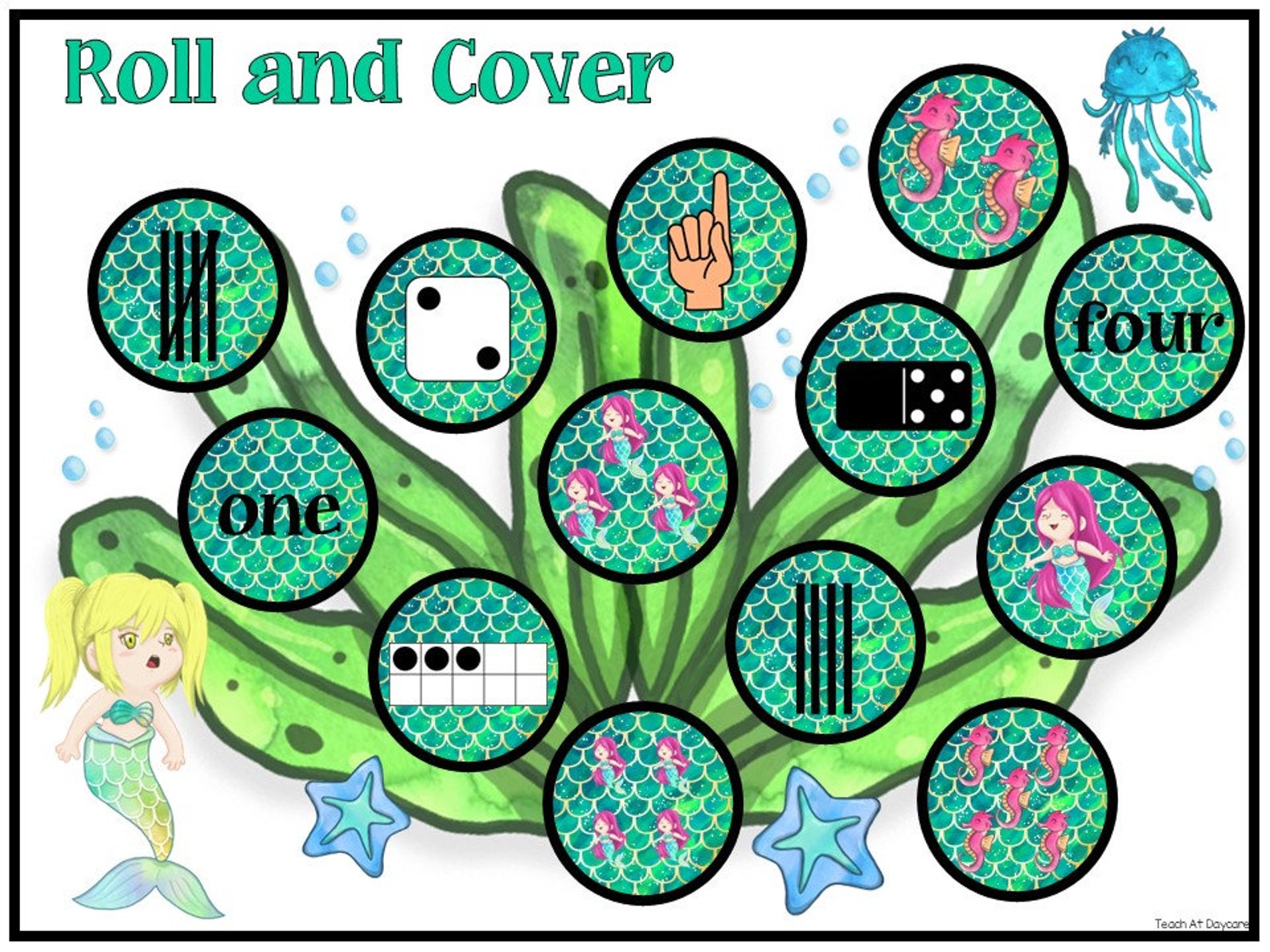 10 Printable Mermaids Themed Kindergarten Math Center Games and ...