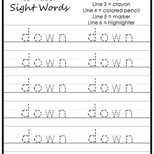 6 Ways to Trace Dolch Pre-primer Sight Words Worksheets. 40 Printable ...