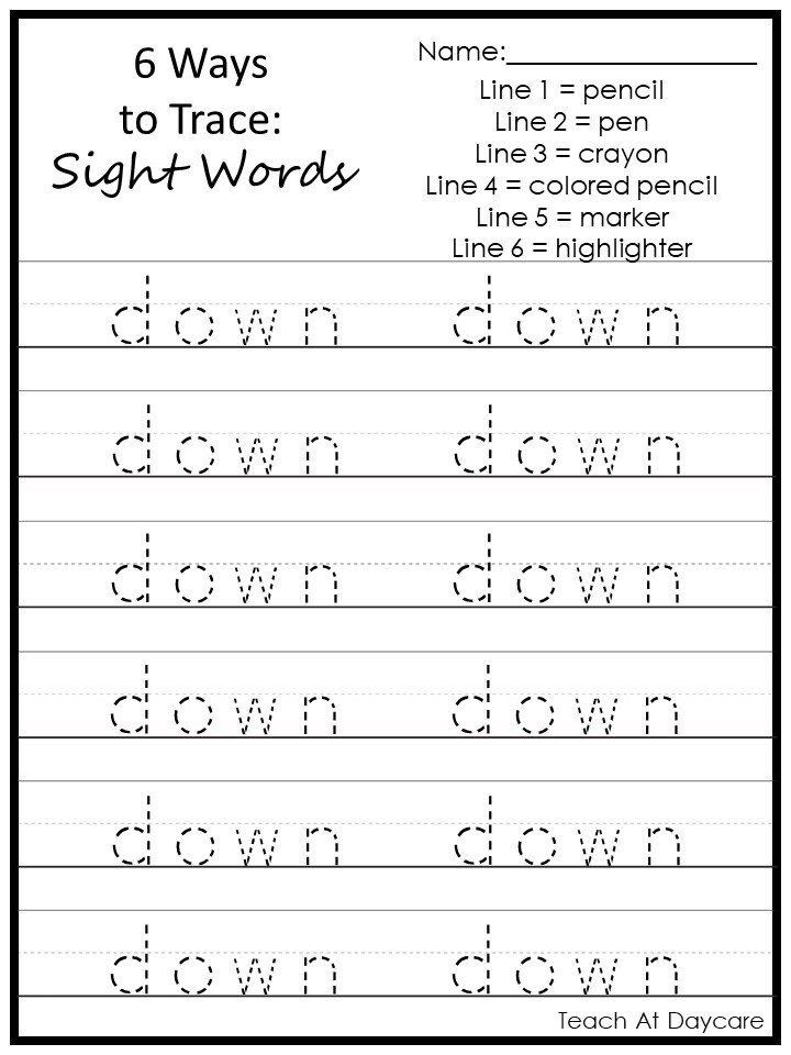 Dolch Sight Words Tracing Worksheets, Preschool-prek (printable PDF) - Etsy