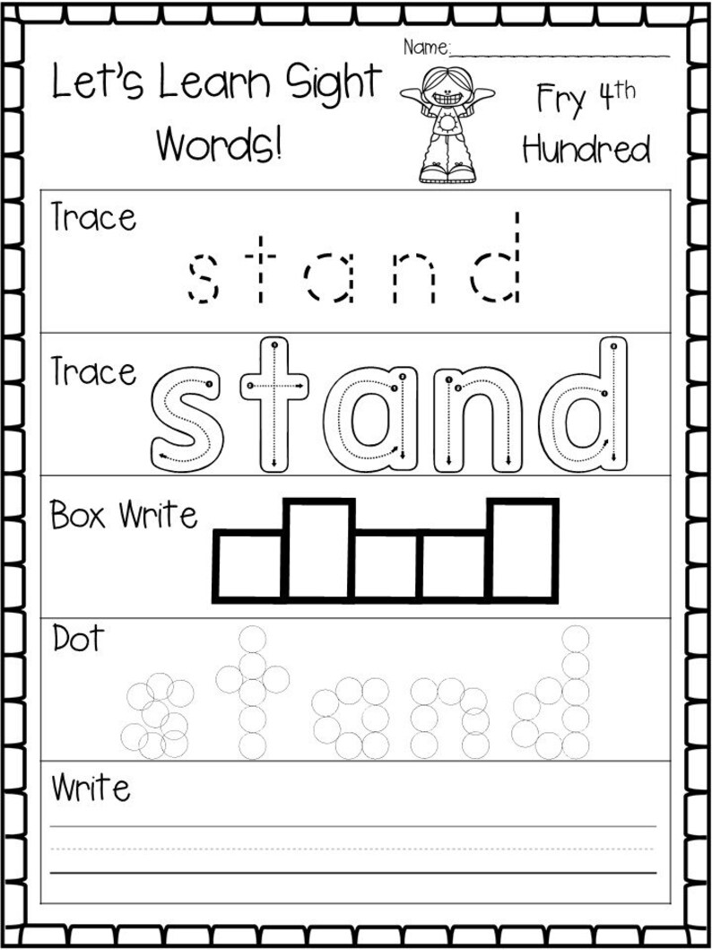 100 Printable Let's Learn Fry 4th Hundred Sight Words - Etsy