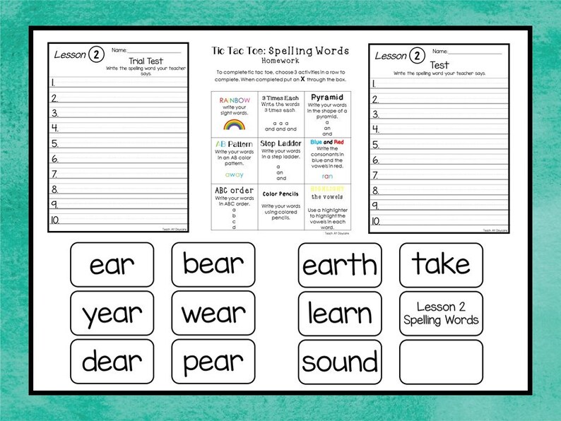 2nd Grade Spelling Curriculum Unit. 38 Weekly Lessons. Prints - Etsy