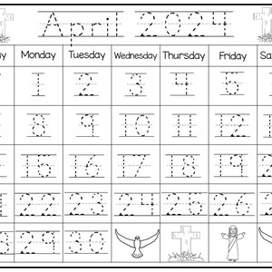 30 Tracing and Blank Themed 2024 Calendars. Preschool Handwriting and ...