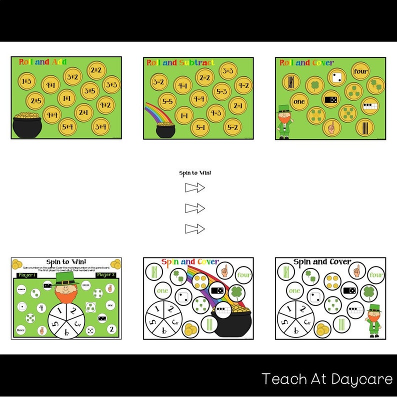 10 Printable St. Patrick's Day Themed Kindergarten Math Center Games ...