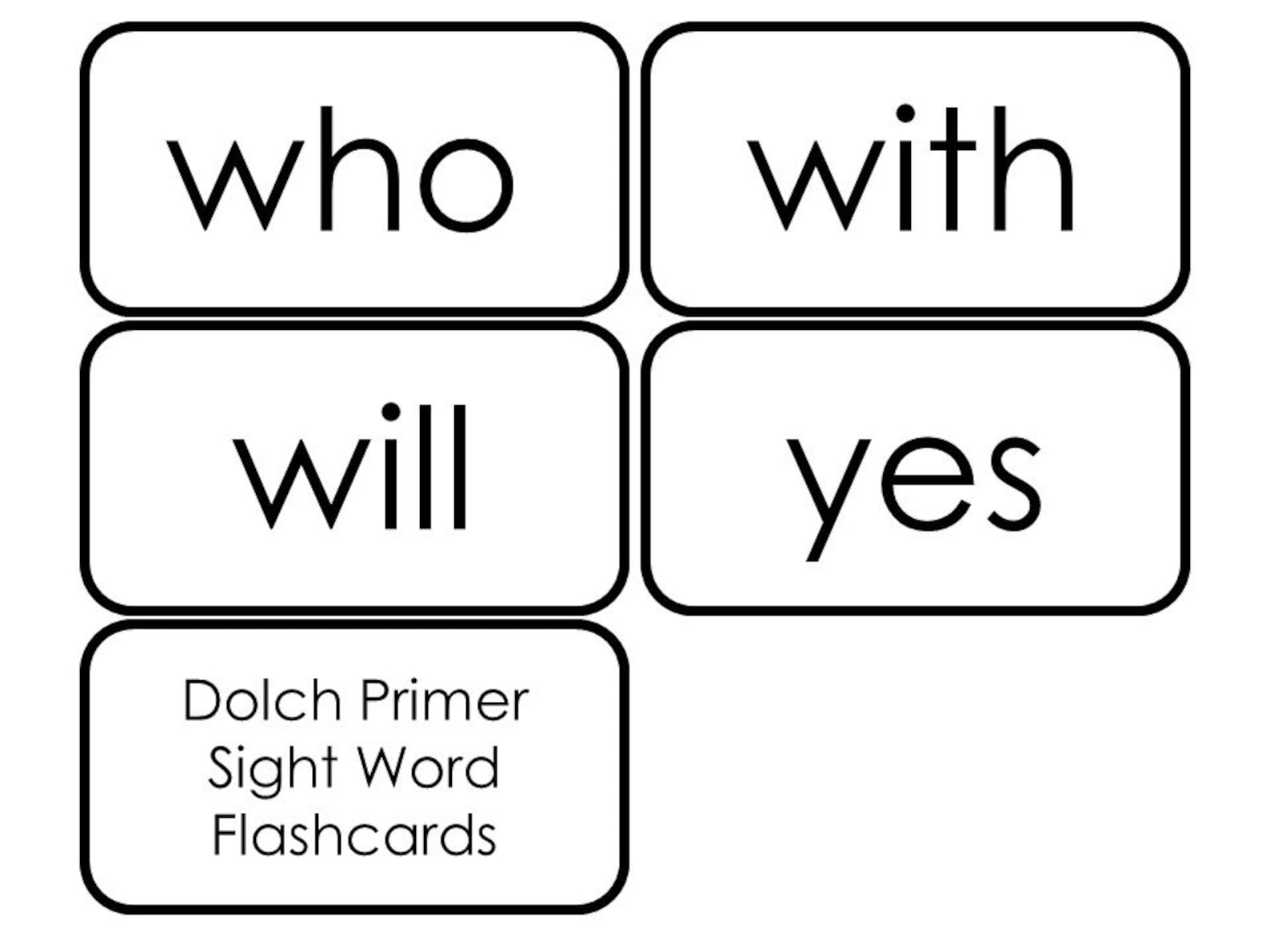 52 Printable Dolch Primer Sight Word Flashcards. Kindergarten Sight ...