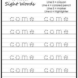 6 Ways to Trace Dolch Pre-primer Sight Words Worksheets. 40 Printable ...
